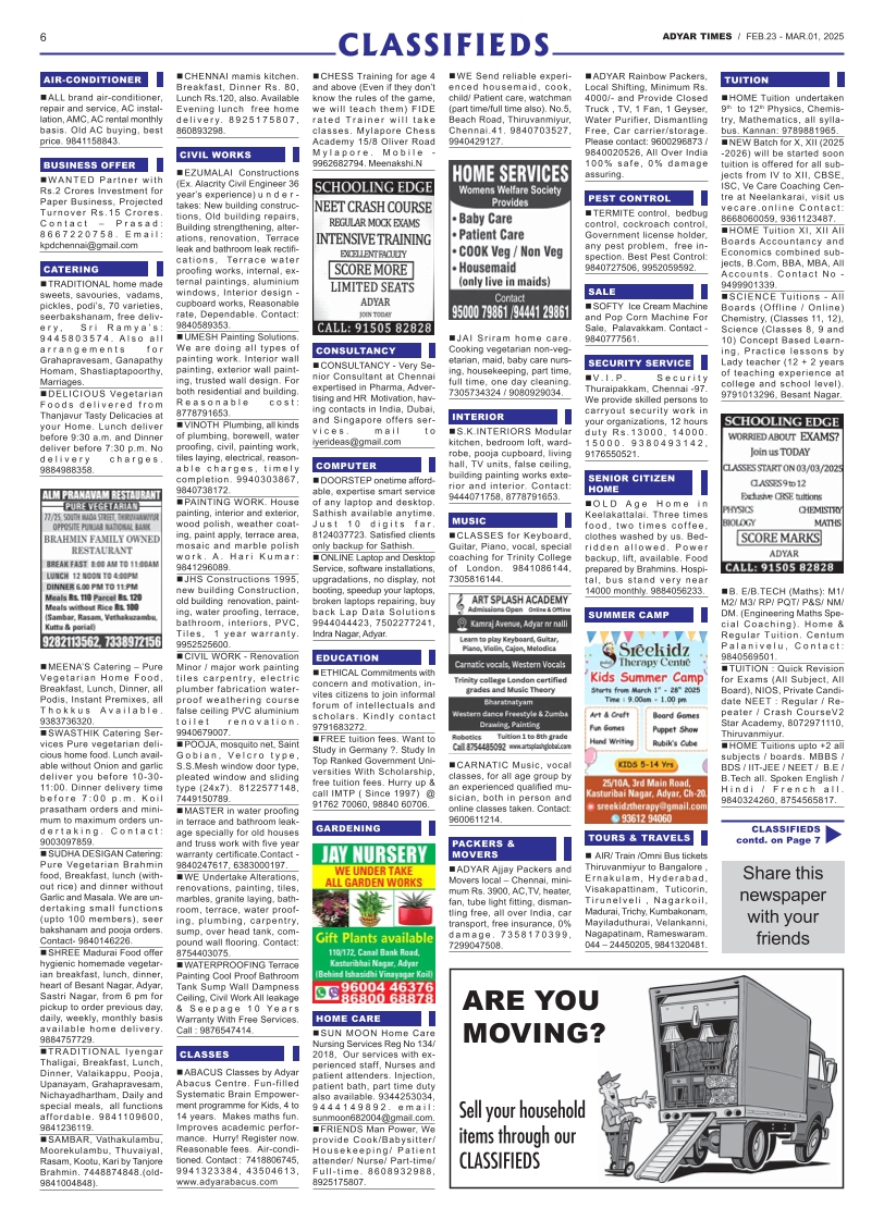 Volume 30, Issue No.23, Feb.23 to Mar.01, 2025 – Adyar Times